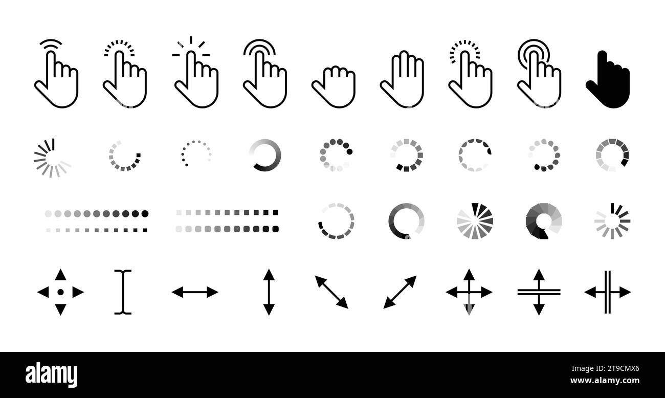Pointer And Loading Icons Computer Cursor Arrow And Loading Sign Click And Wait Symbol Web