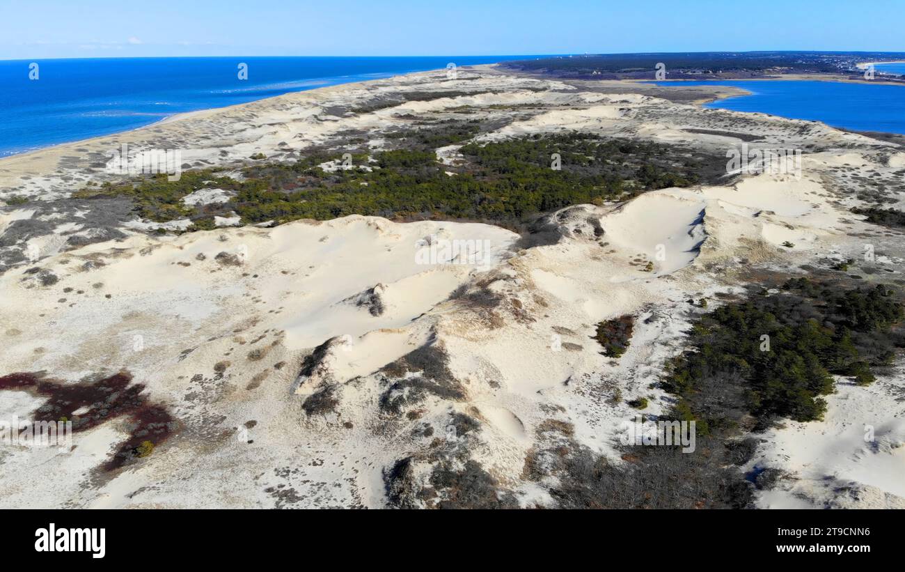 Aerial Over Provincetown Dunes at the Cape Cod National Seashore Stock ...