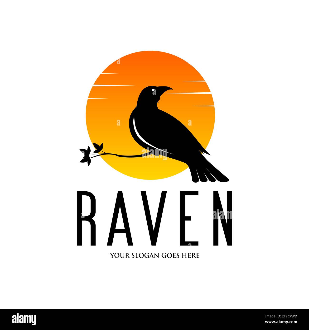 Black raven logo design on white background Stock Vector Image & Art ...