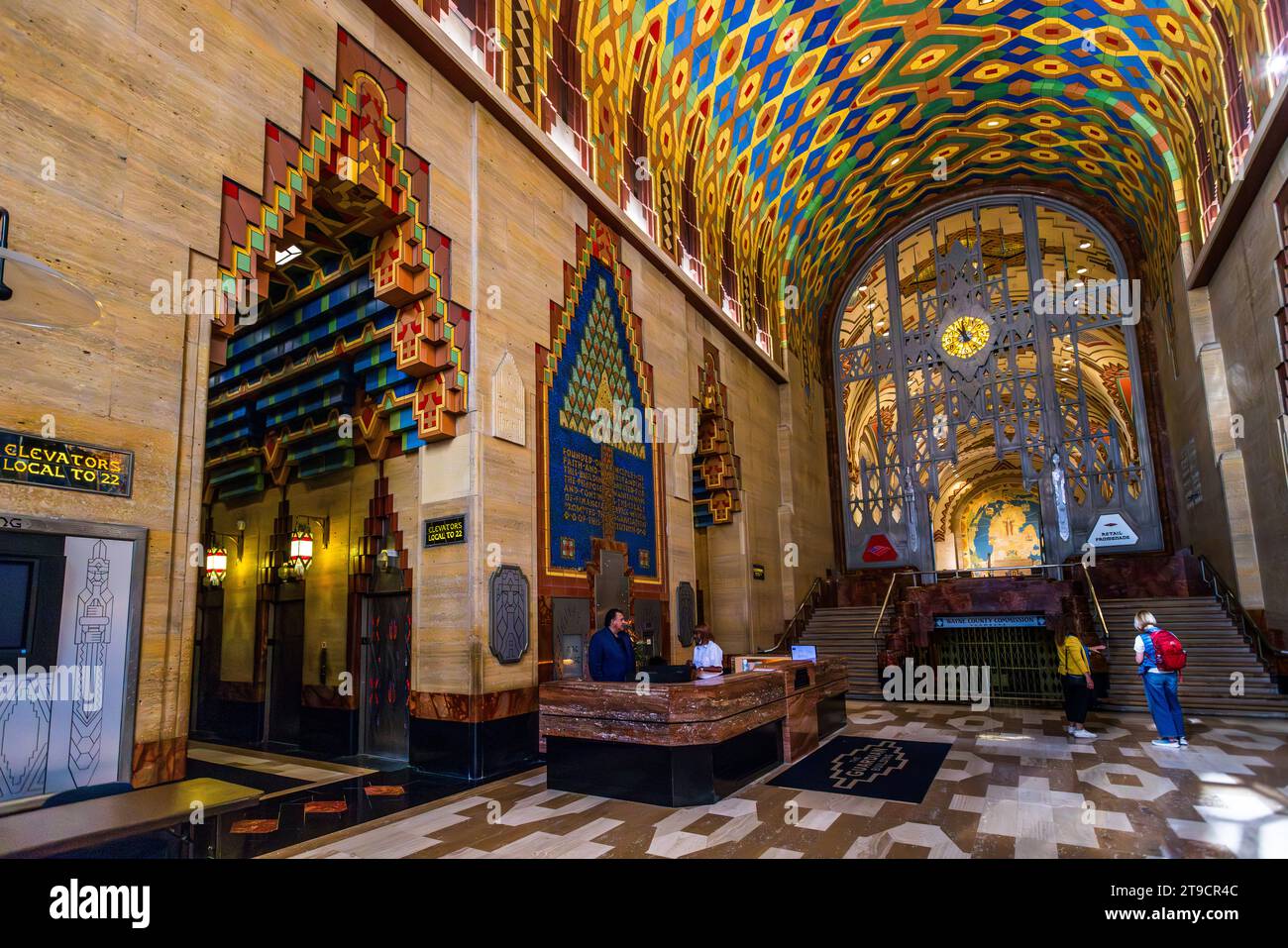 Colorful entrance hall Guardian Building, Detroit. Outstanding example ...
