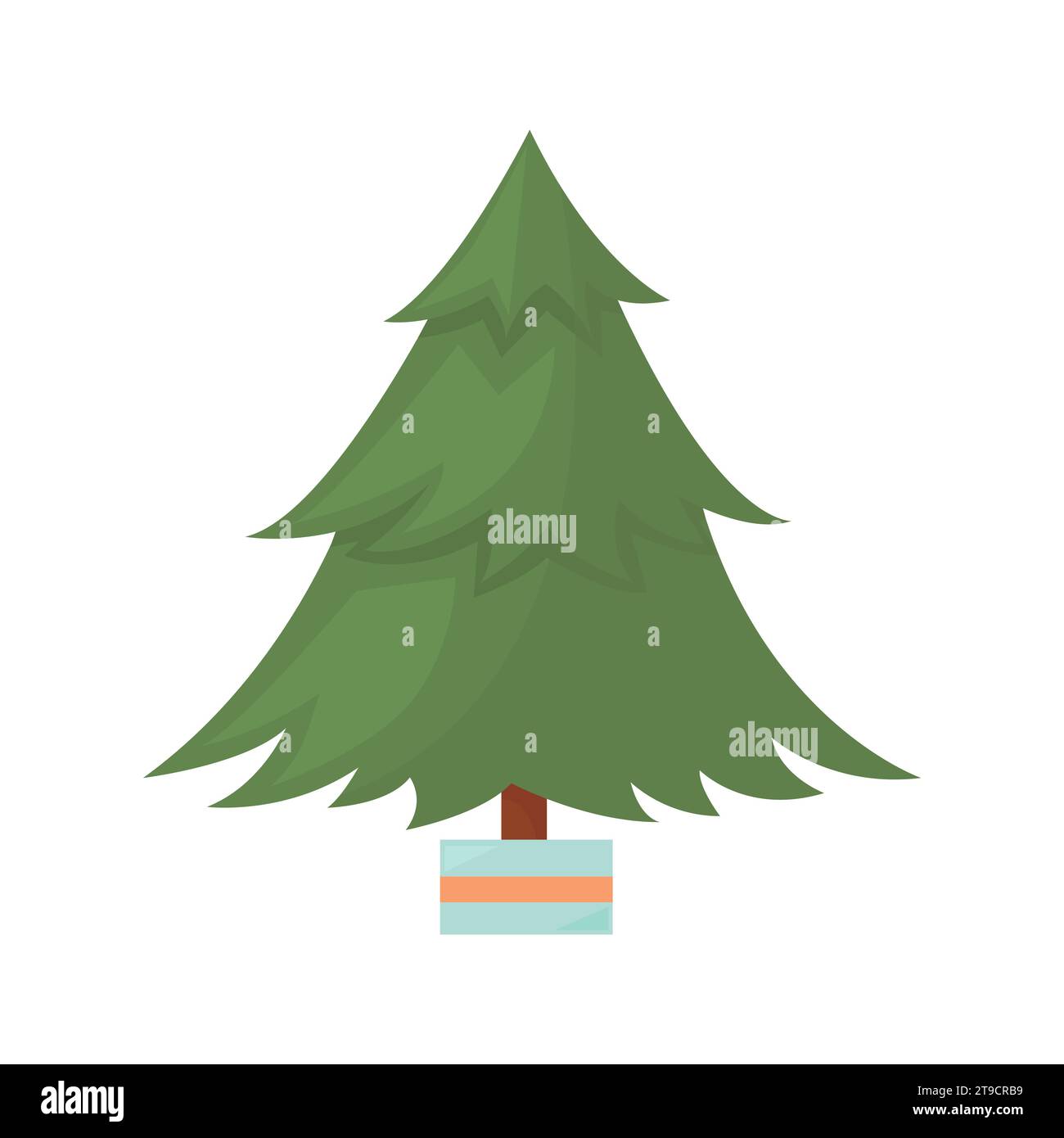 Green fir tree in a pot. Cute cartoon flat vector illustration isolated ...
