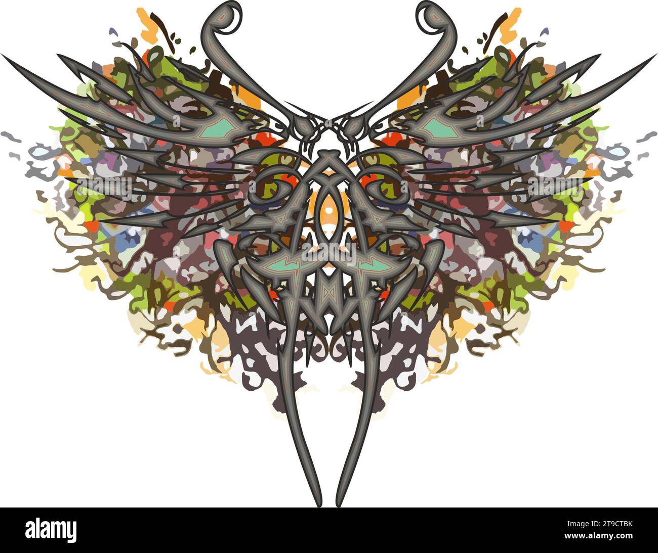 Colored butterfly monster on white for textiles or fabric. Detailed ...