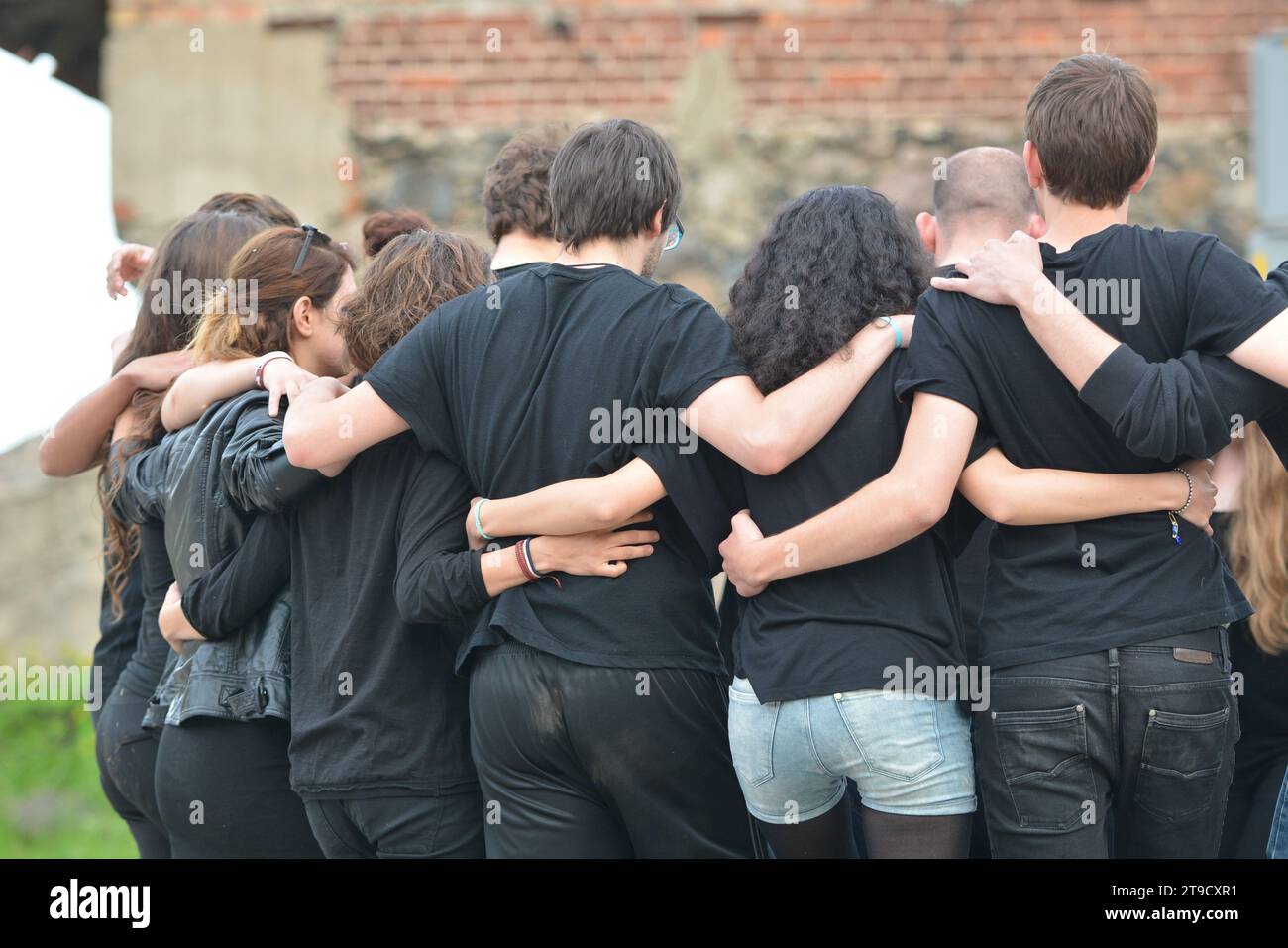 Young people hugging together and dancing. Commonwealth of countries ...