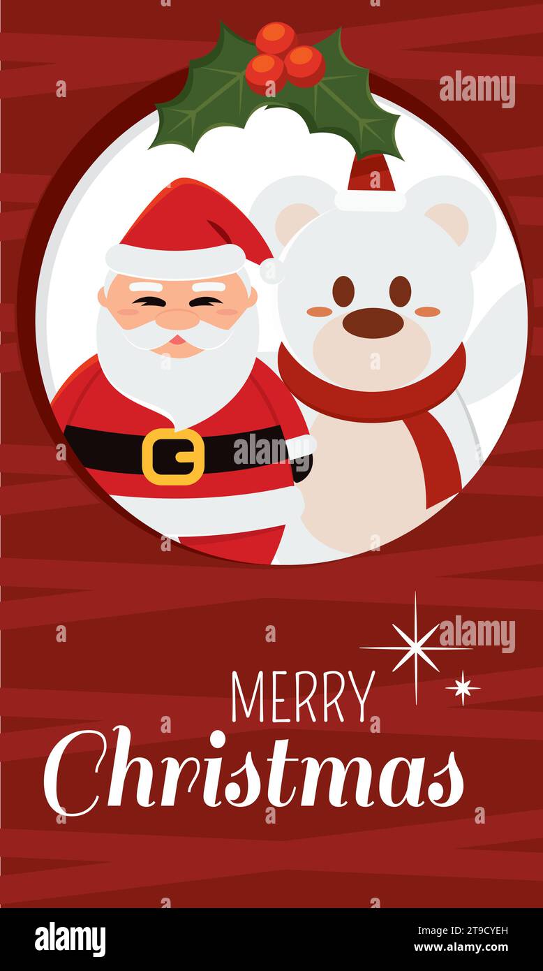 Merry christmas poster with cute characters Vector Stock Vector Image ...
