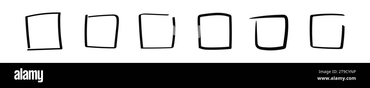 Marker hand drawn square. Doodle square frame stroke Stock Vector Image ...