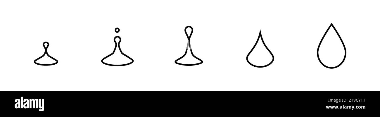 Water droplet fall fx line animation. Moisture drop ripple stroke Stock ...