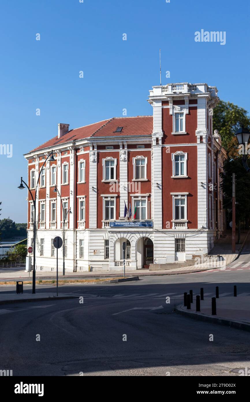 RUSE, BULGARIA -AUGUST 15, 2021: Typical Street and building at the ...