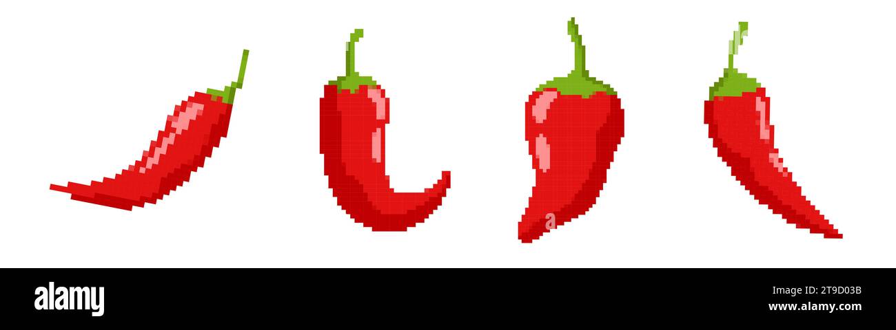 Pixel art hot chili pepper. 8 bit chile spicy paper Stock Vector Image ...