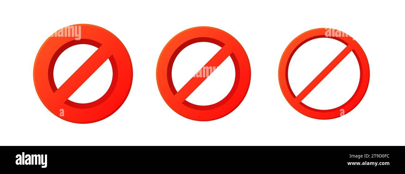 3d forbidden prohibit sign. Red ban restriction circle Stock Vector ...