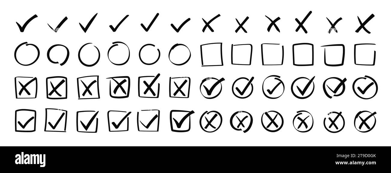 Doodle check marks in circle and square frame Stock Vector Image & Art ...