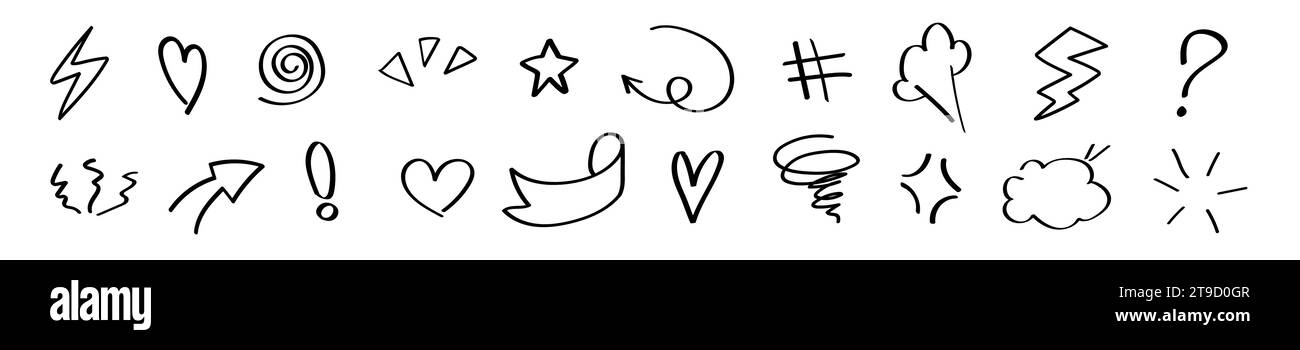 Line doodle cartoon cute hand drawn sketch element Stock Vector Image ...