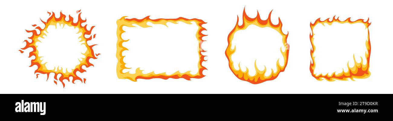 Fire ring vector frame. Flame circle border Stock Vector Image & Art ...