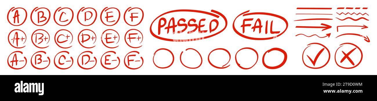 Exam grade doodle hand drawn marks Stock Vector Image & Art - Alamy