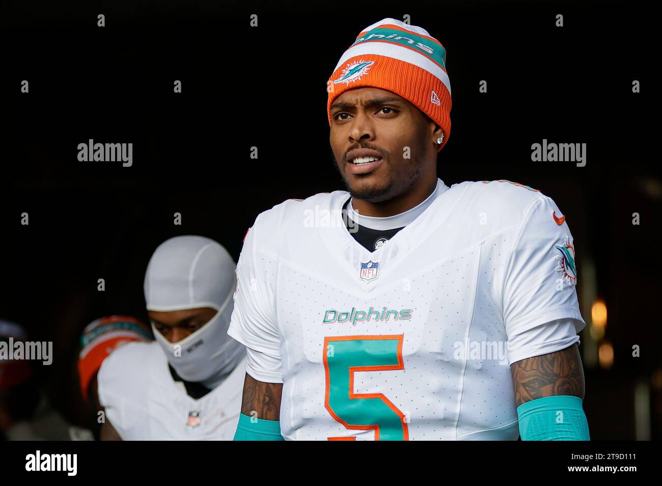 Miami Dolphins cornerback Jalen Ramsey (5) prepares to play against the ...