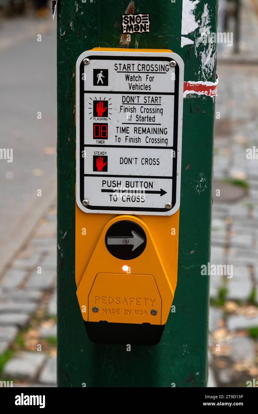 Pedestrian crossing control panel, New York City , NY, United States of ...