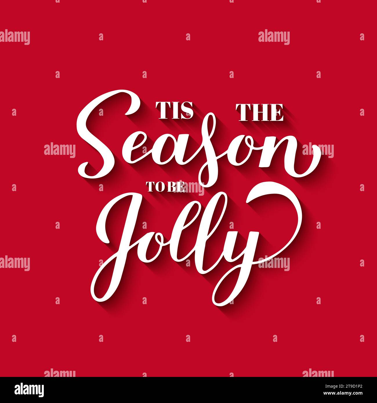 Tis the season to be jolly calligraphy hand lettering with shadow on ...