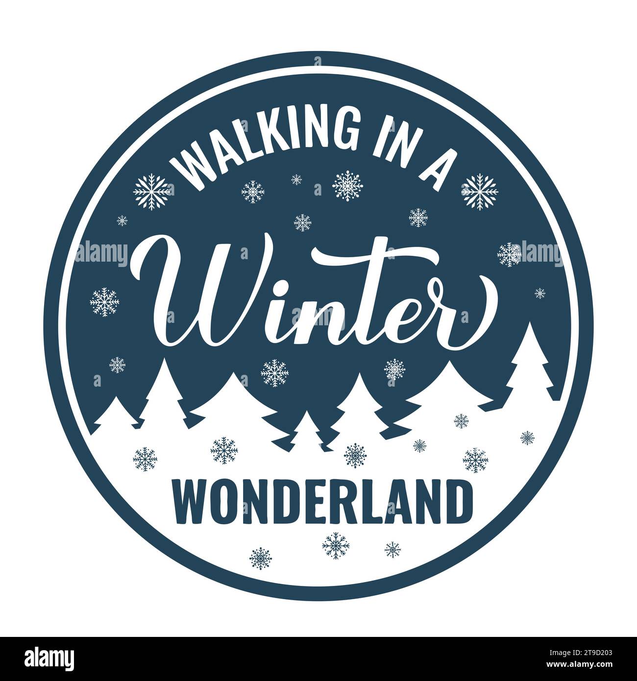 Winter Wonderland round sign. Calligraphy hand lettering. Seasonal ...