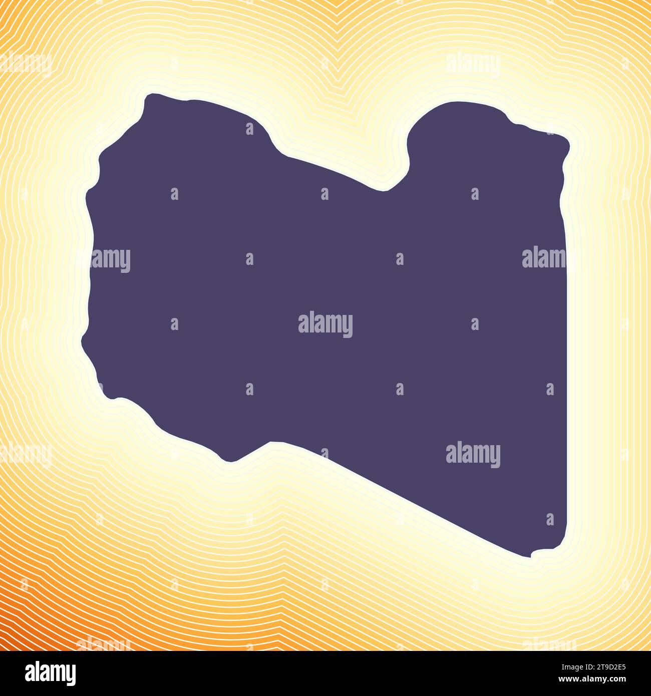Libya map icon. Country shape on radiant striped gradient background ...