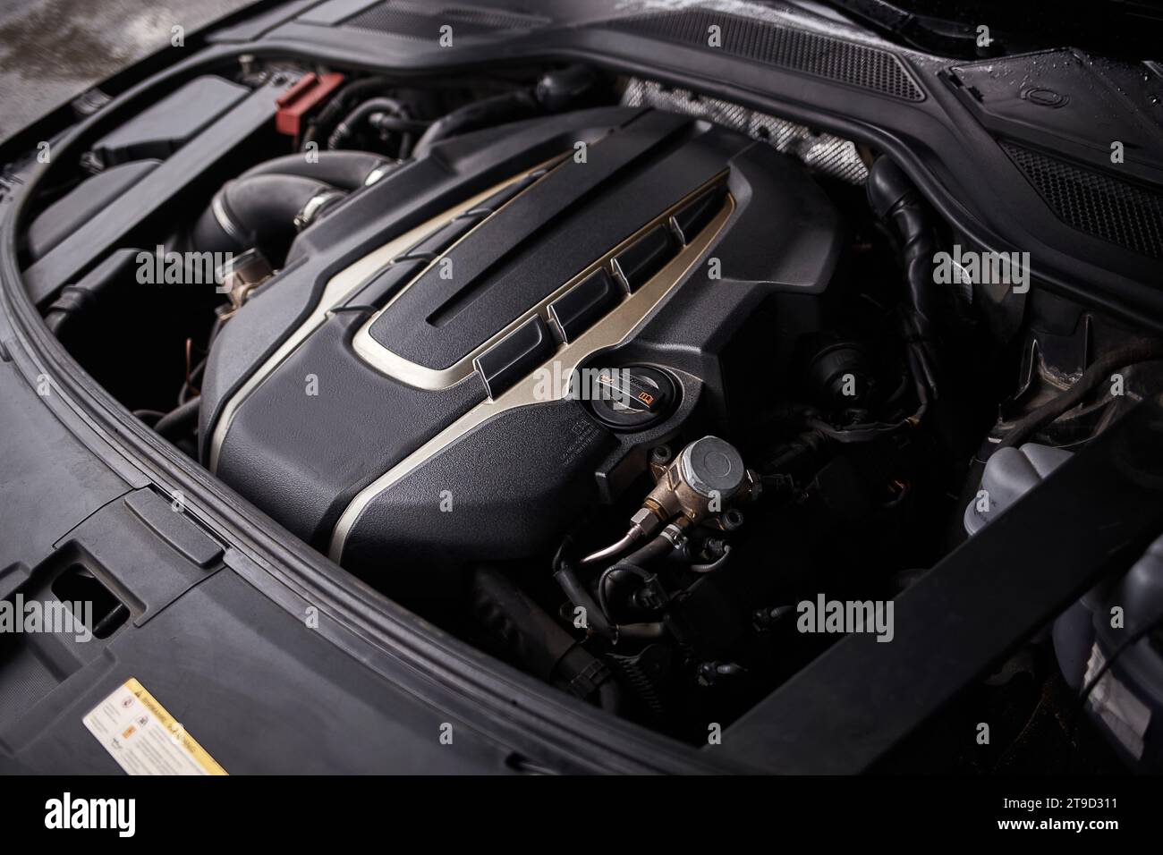 Car engine with opened hood. Car service background Stock Photo - Alamy