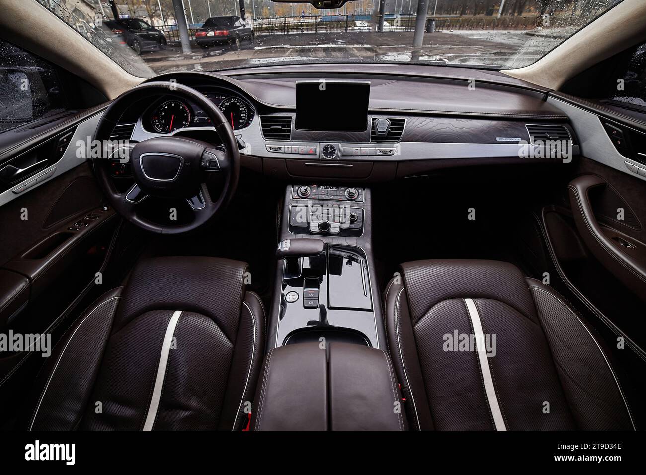 Inside moden car background, car elements and interior Stock Photo - Alamy