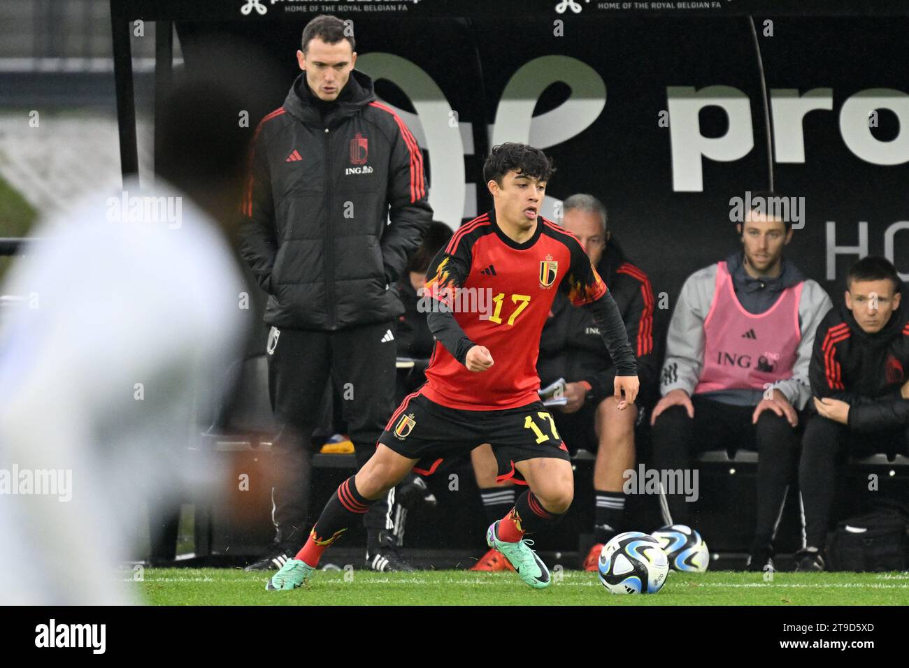 Tubize, Belgium. 21st Nov, 2023. Dylan Demuynck (17) of Belgium ...