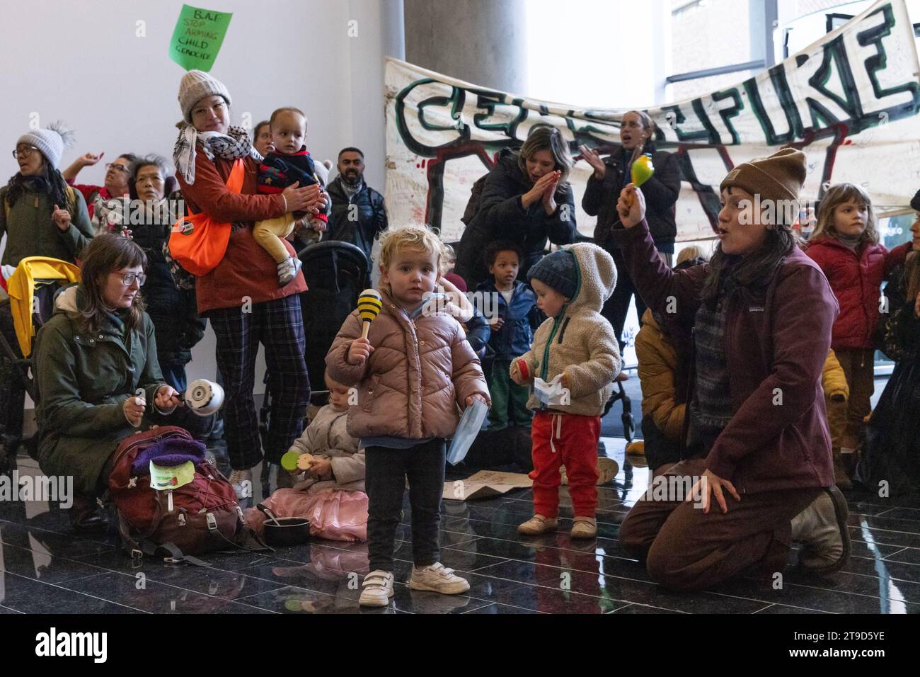 London, UK. 24th November, 2023. Parents, babies and children attend a ...