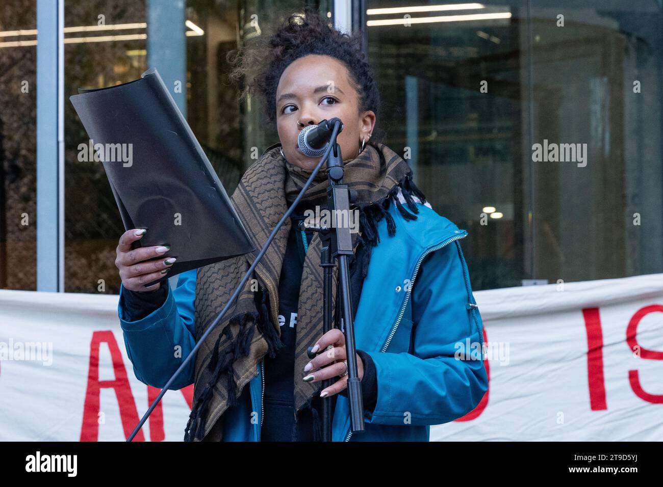 London, UK. 24th November, 2023. An activist from Parents For Palestine ...