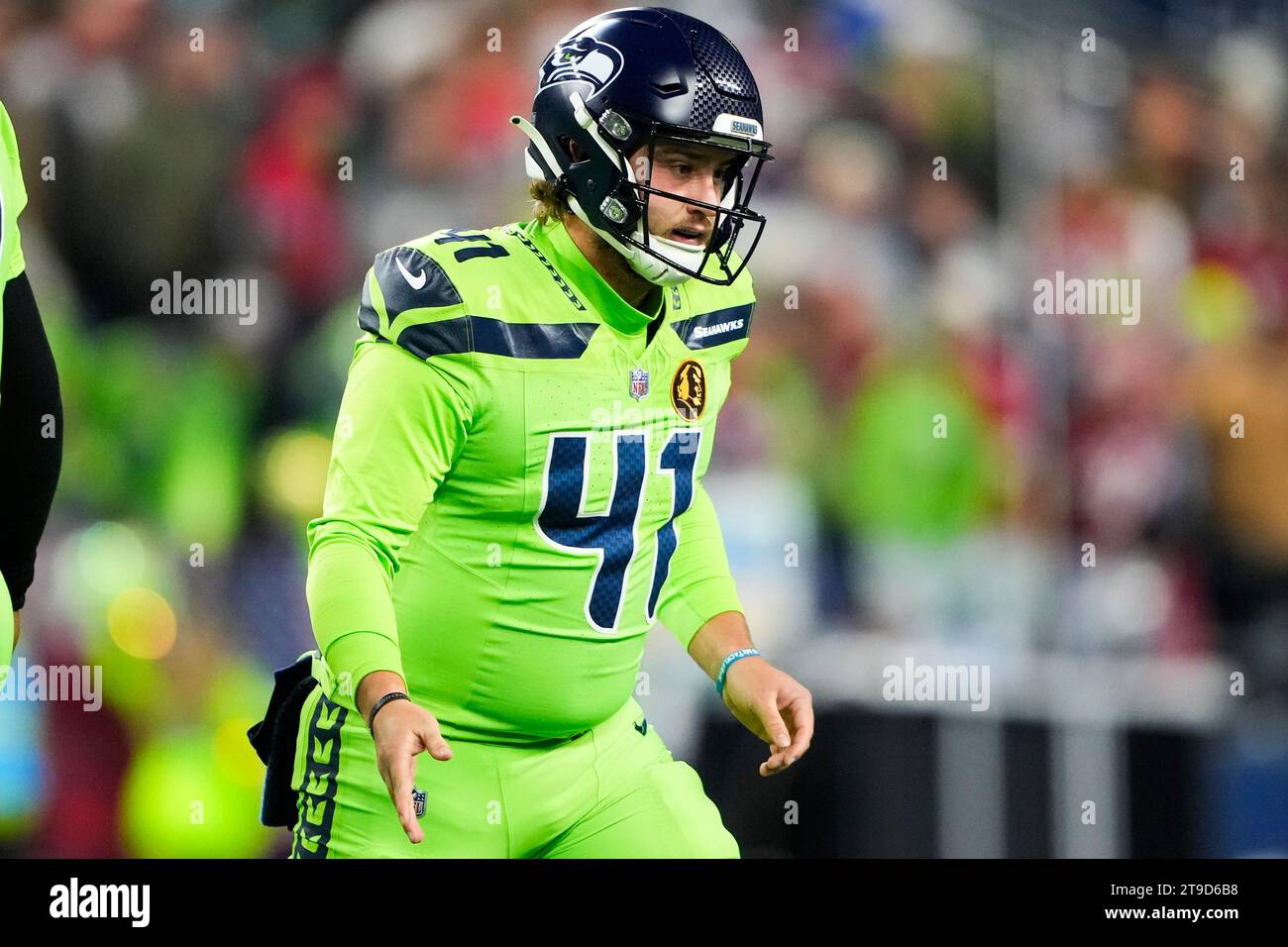 Seattle Seahawks long snapper Chris Stoll (41) walks off the field ...