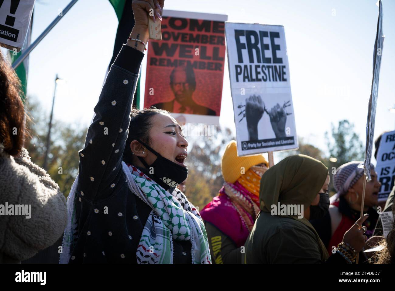 Atlanta, Georgia, USA. 24th Nov, 2023. Scores of Palestinian supporters ...