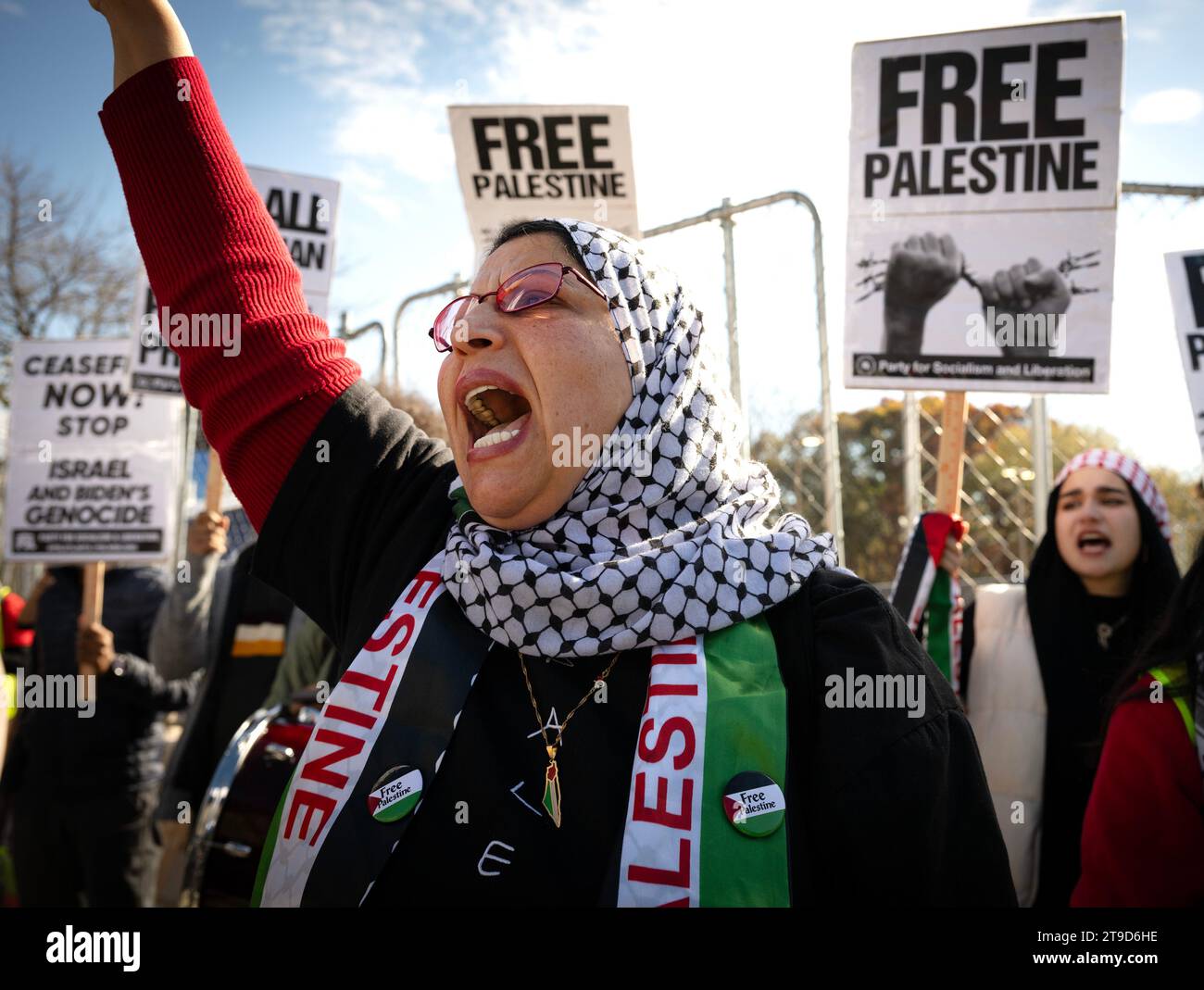 Atlanta, Georgia, USA. 24th Nov, 2023. Scores of Palestinian supporters ...