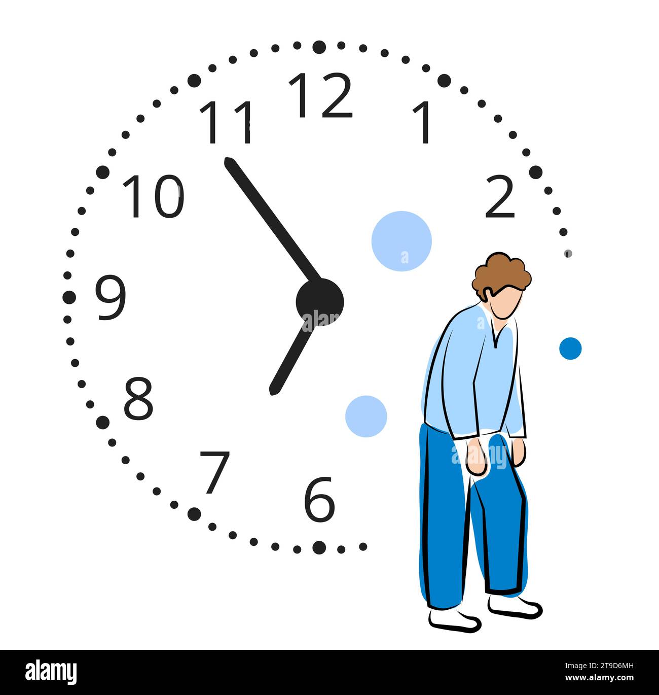 Sleepy guy on white background. Vector illustration in doodle style ...