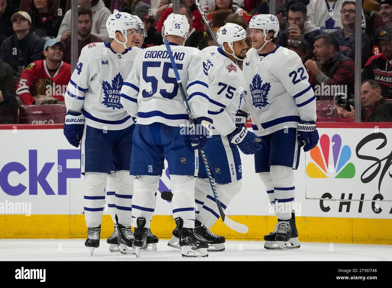 Toronto Maple Leafs right wing Ryan Reaves (75) and teammates celebrate ...