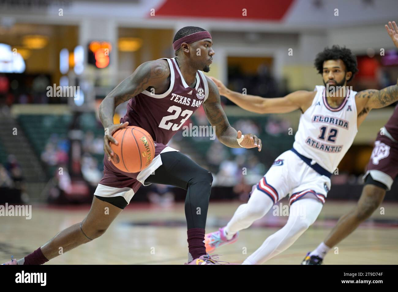 Texas A&M guard Tyrece Radford (23) drives against Florida Atlantic ...