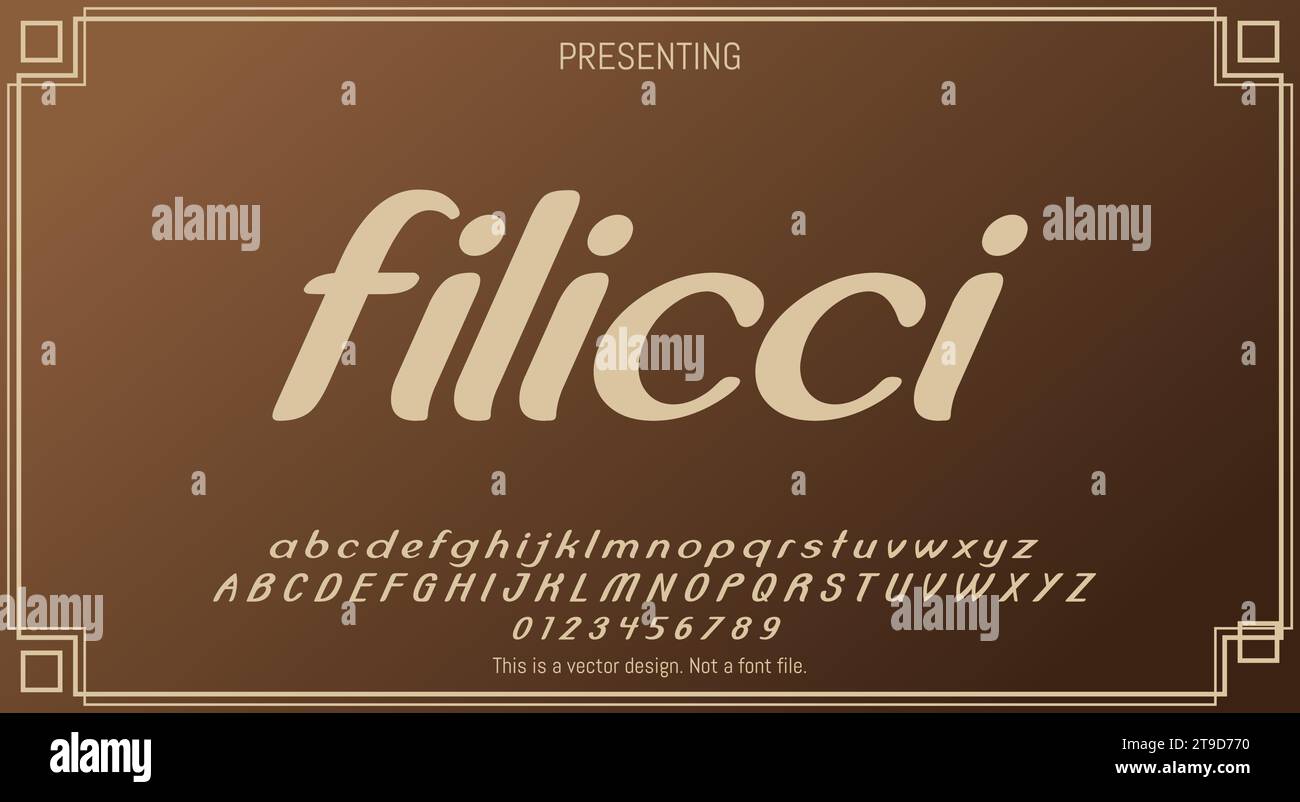 Modern Abstract Italic Filicci Font Design for English Alphabet with ...
