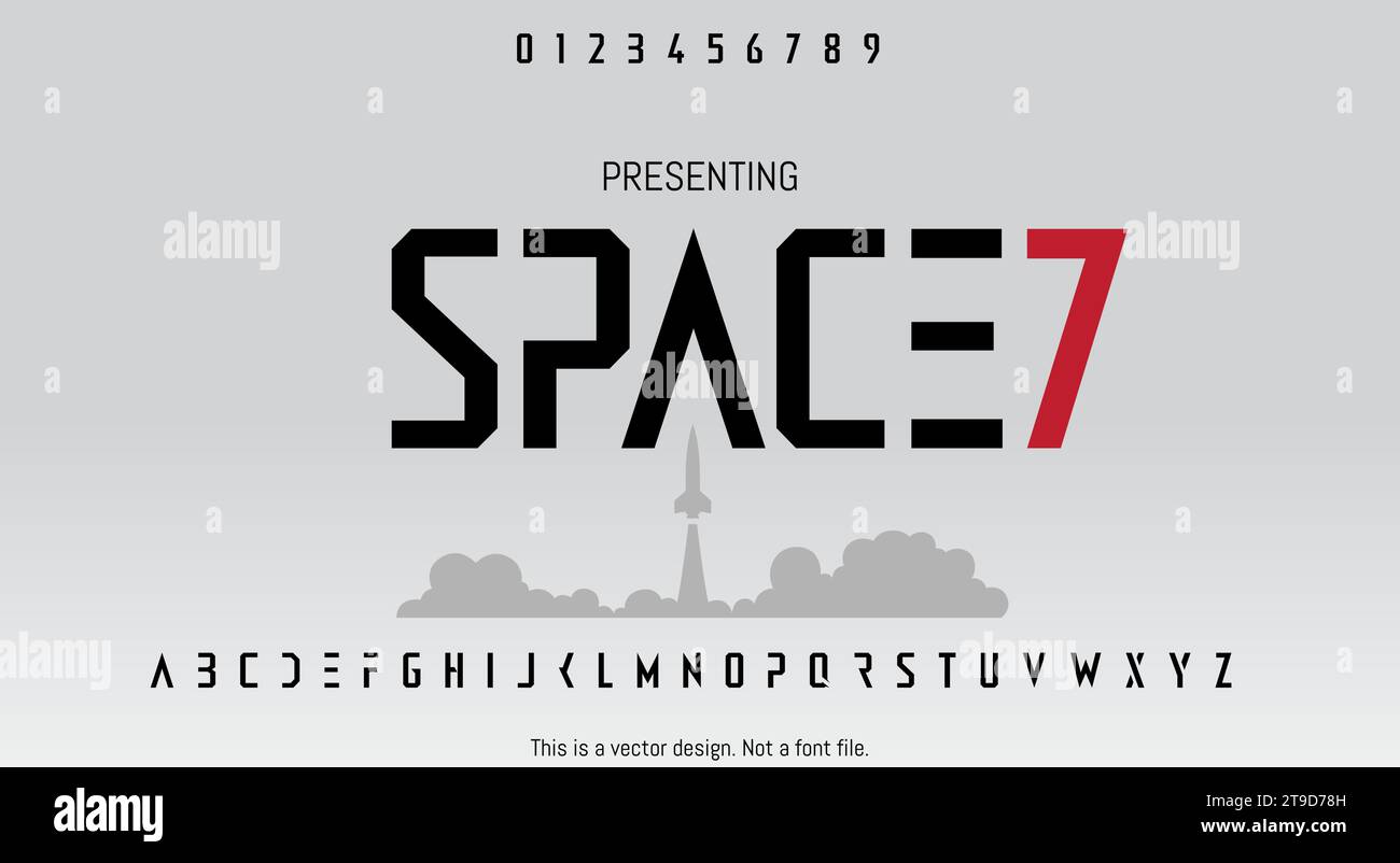 Modern Abstract Space7 Font Design for English Alphabet with Letters ...