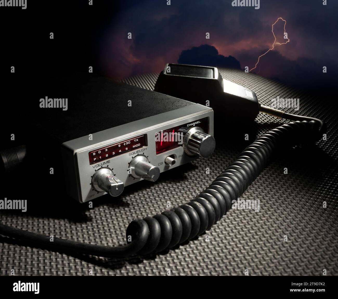 Storm approaching behind a CB radio on channel 11 Stock Photo - Alamy