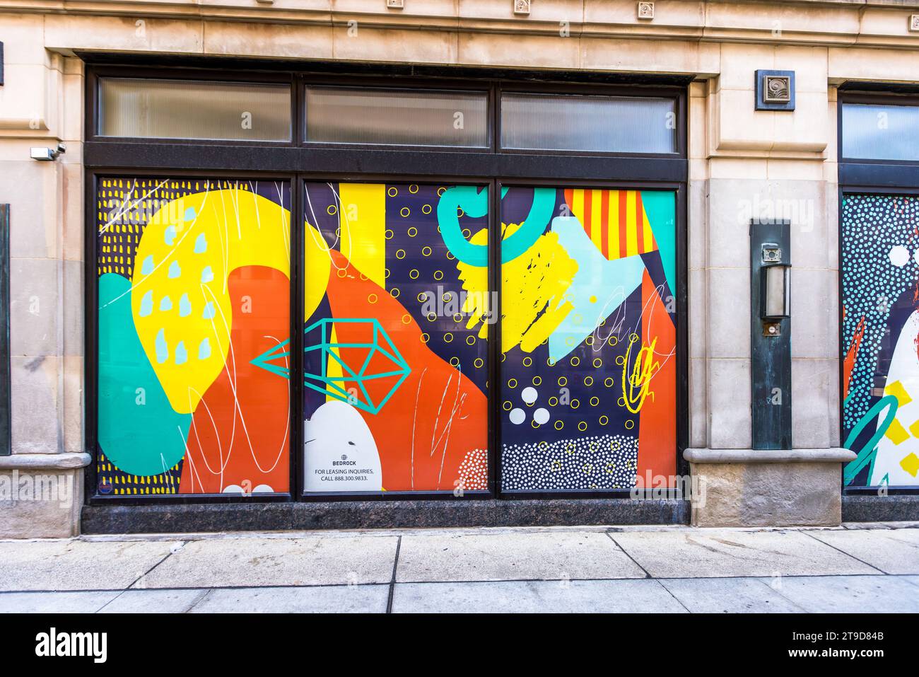 Stickers on the windows of empty stores turn Detroit into a Potemkin ...