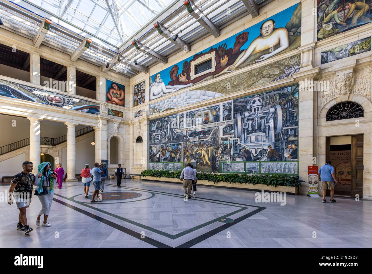 Detroit Industry Murals by Diego Rivera surround the Rivera Court at the Detroit Institute of ...