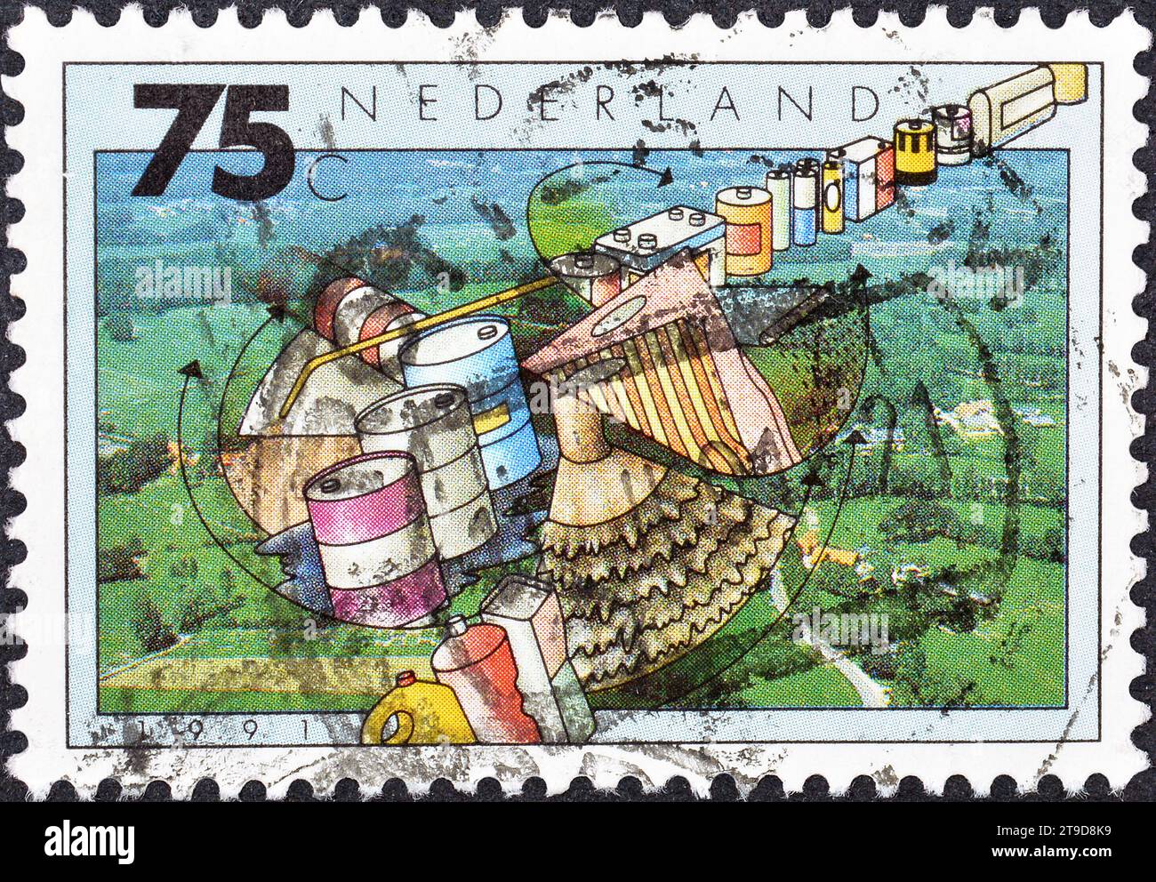 Cancelled postage stamp printed by Netherlands, that shows Soil ...