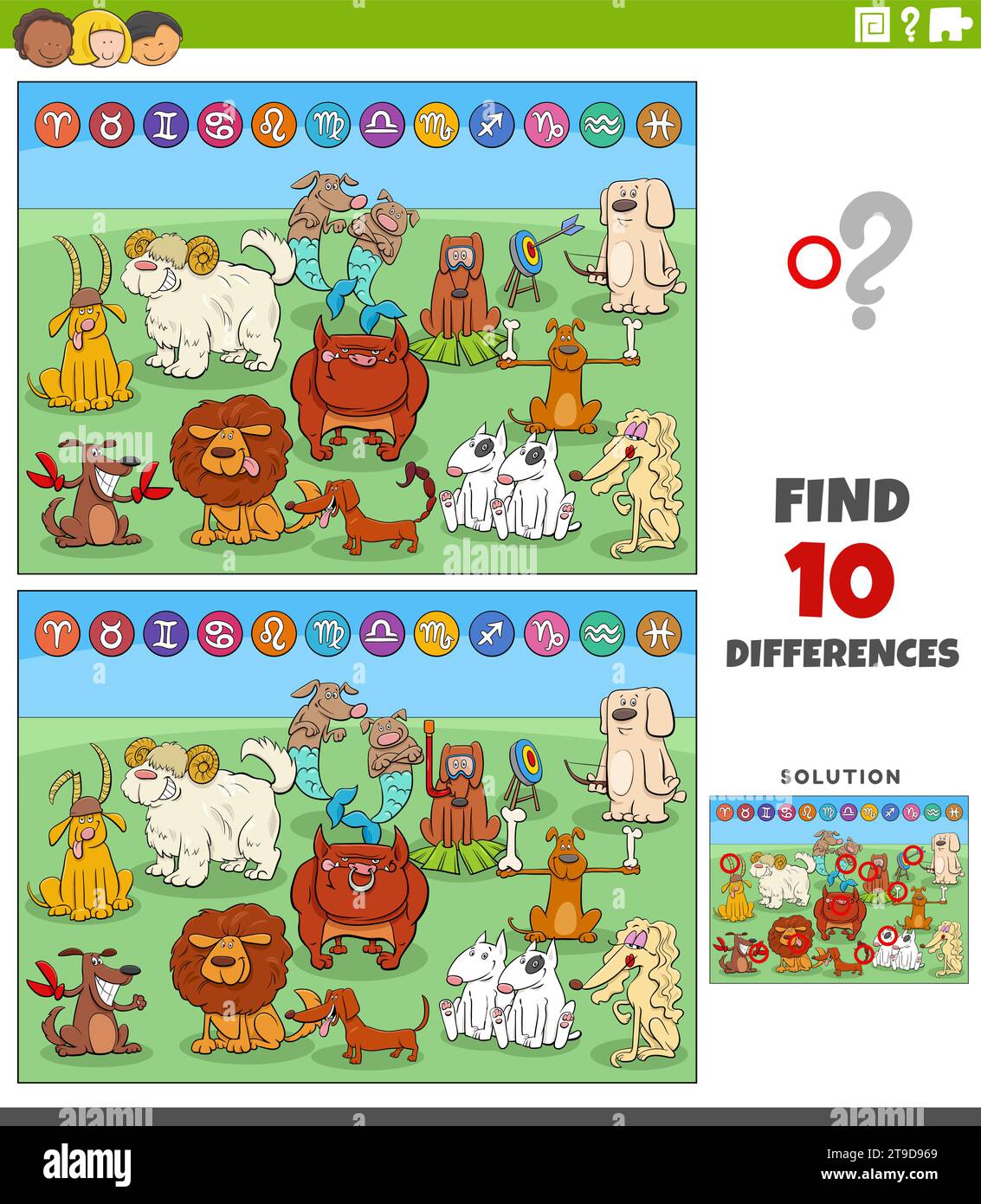 Cartoon illustration of finding the differences between pictures ...