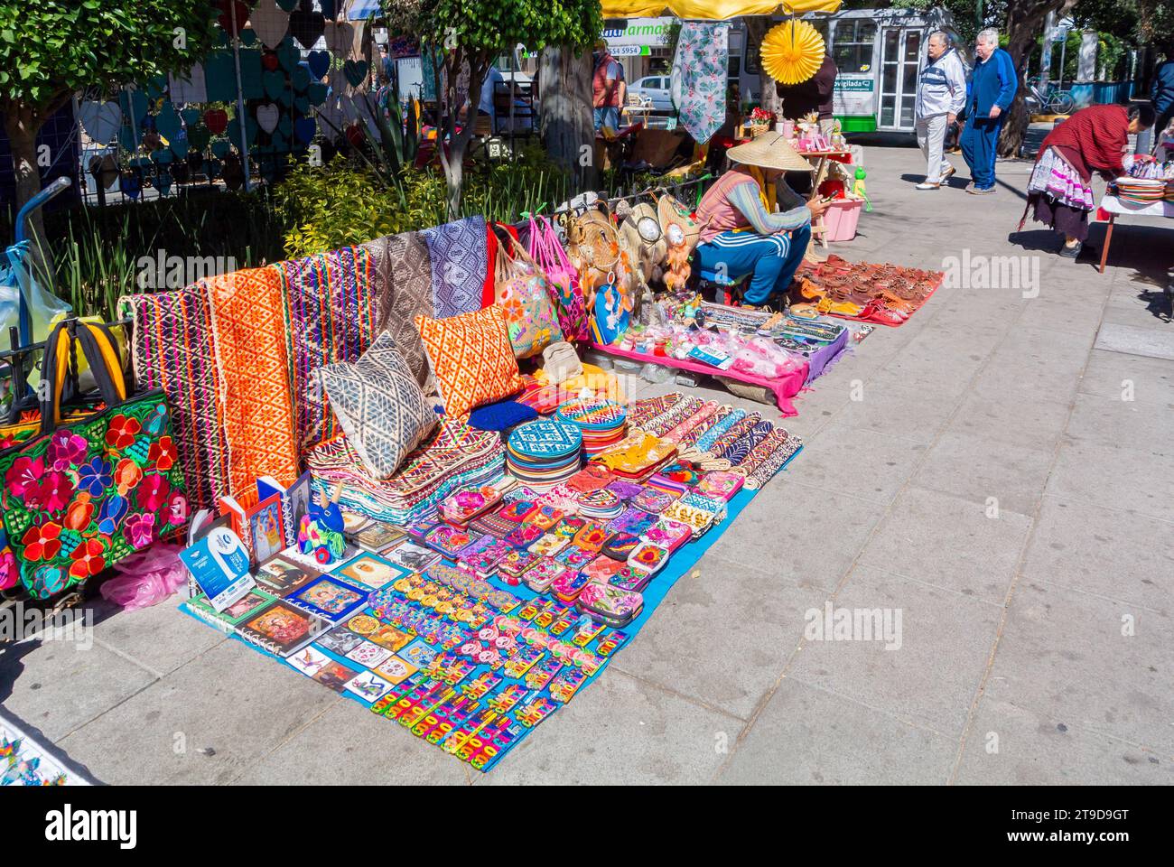 Mexico City, CDMX, Mexico, A stand with mexican souvenirs in Coyoacan ...