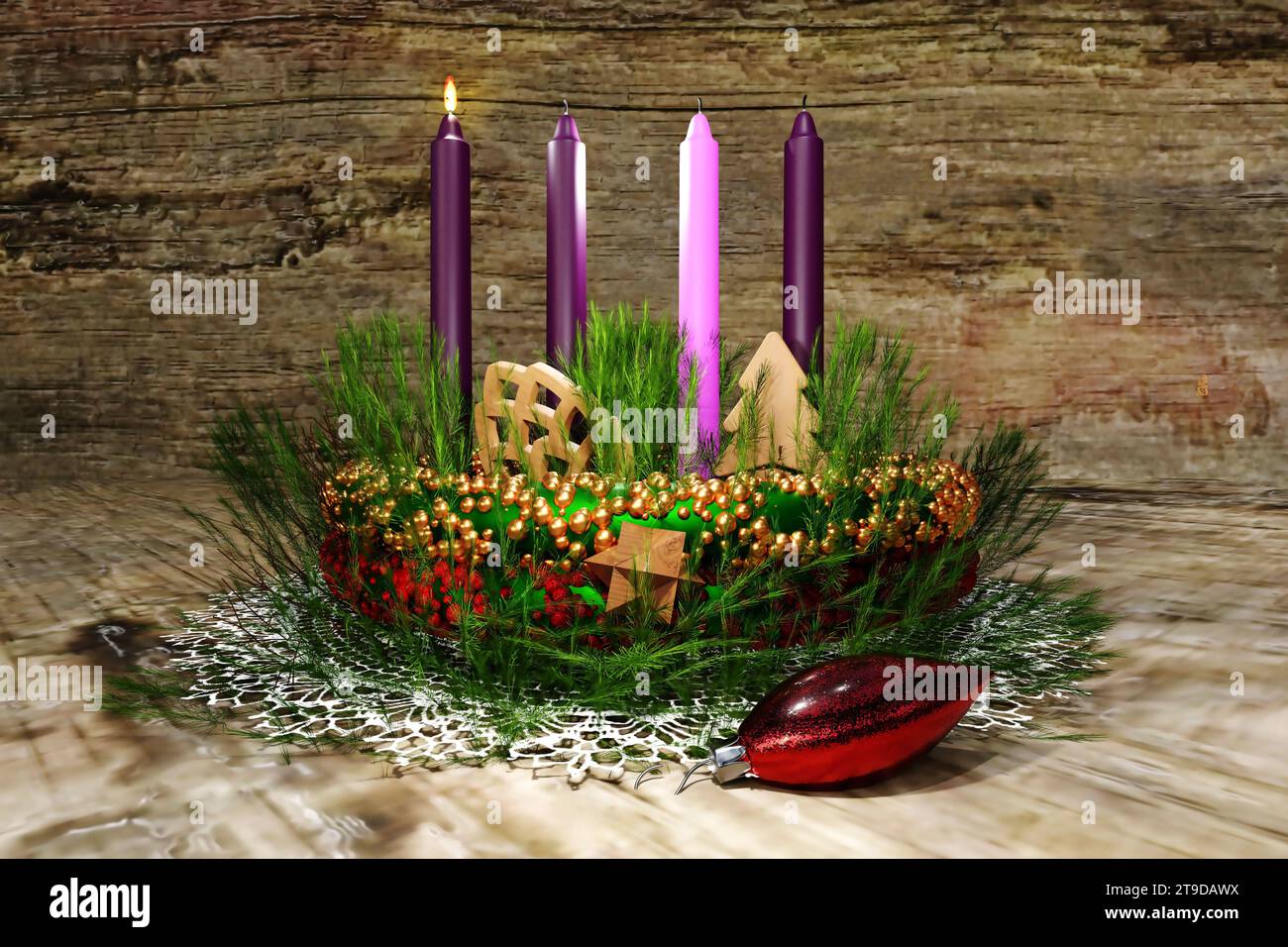 Advent wreath. First Sunday Stock Photo - Alamy