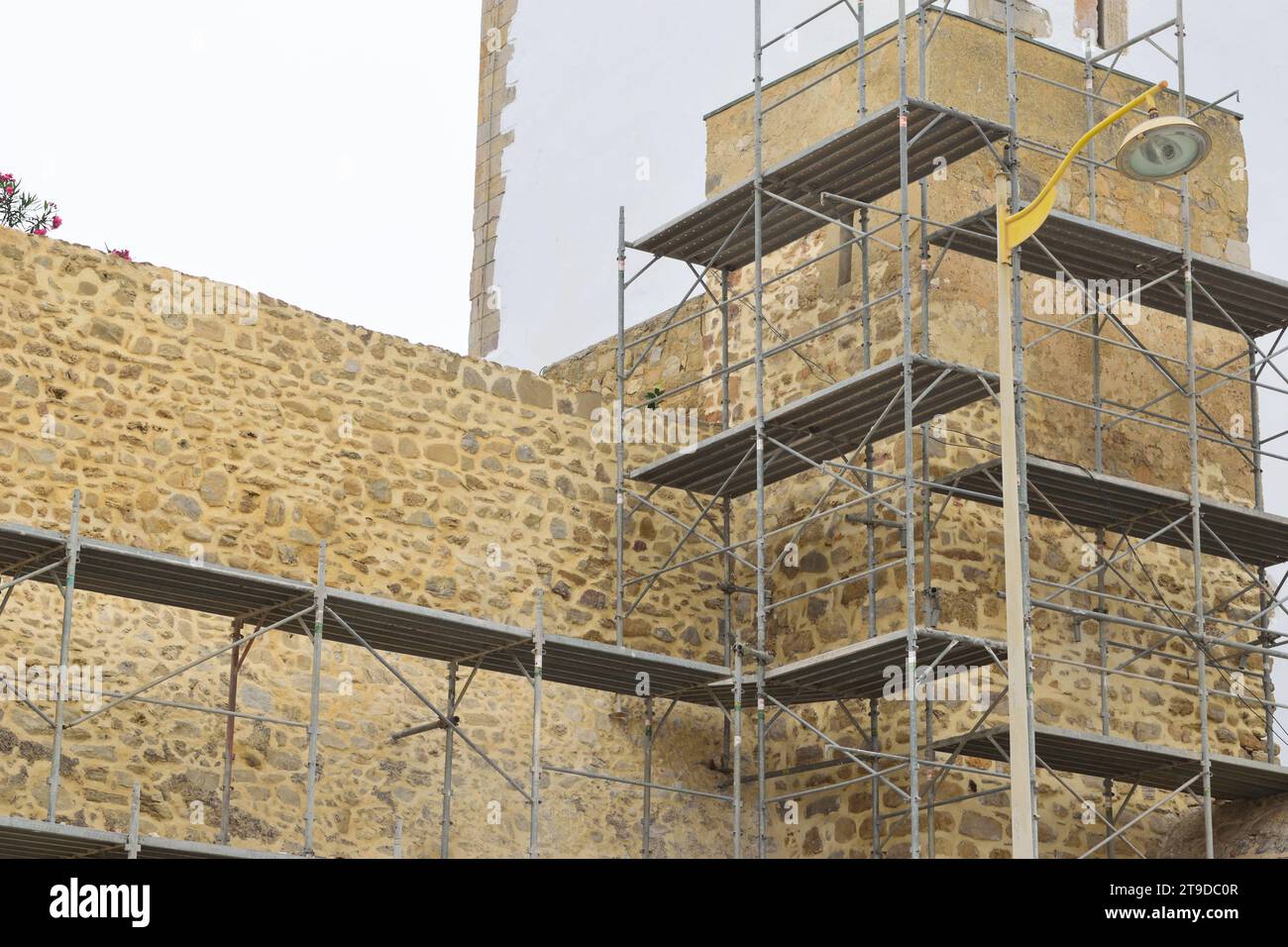 non edited photo shows Scaffolding for renewing and renovation of old ...