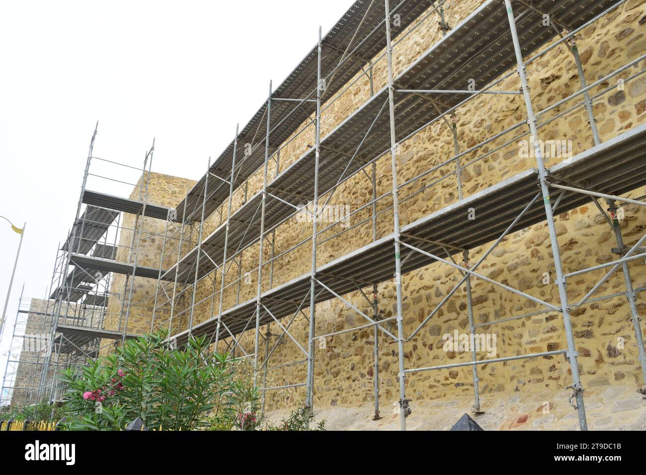 non edited photo shows Scaffolding for renewing and renovation of old ...