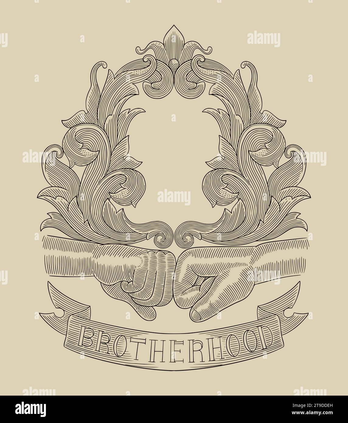 Fist salute greeting symbol of brotherhood with floral ornament ...