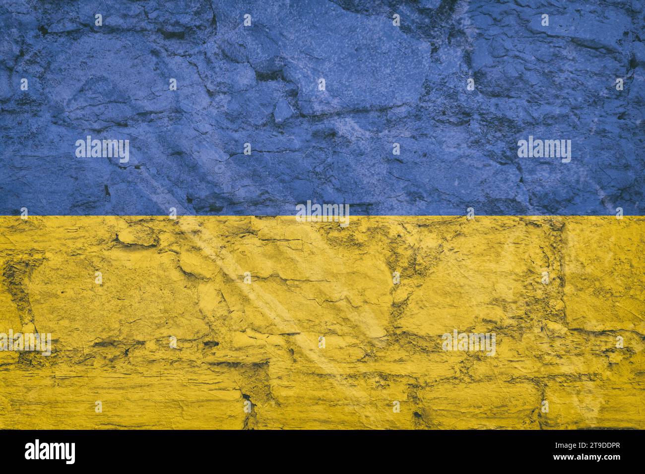 Ukraine flag on stone wall, grunge background. Ukraine flag depicted in ...
