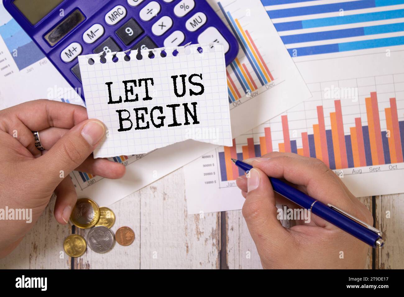 Whiteboard with text Let us get started isolated on white background ...