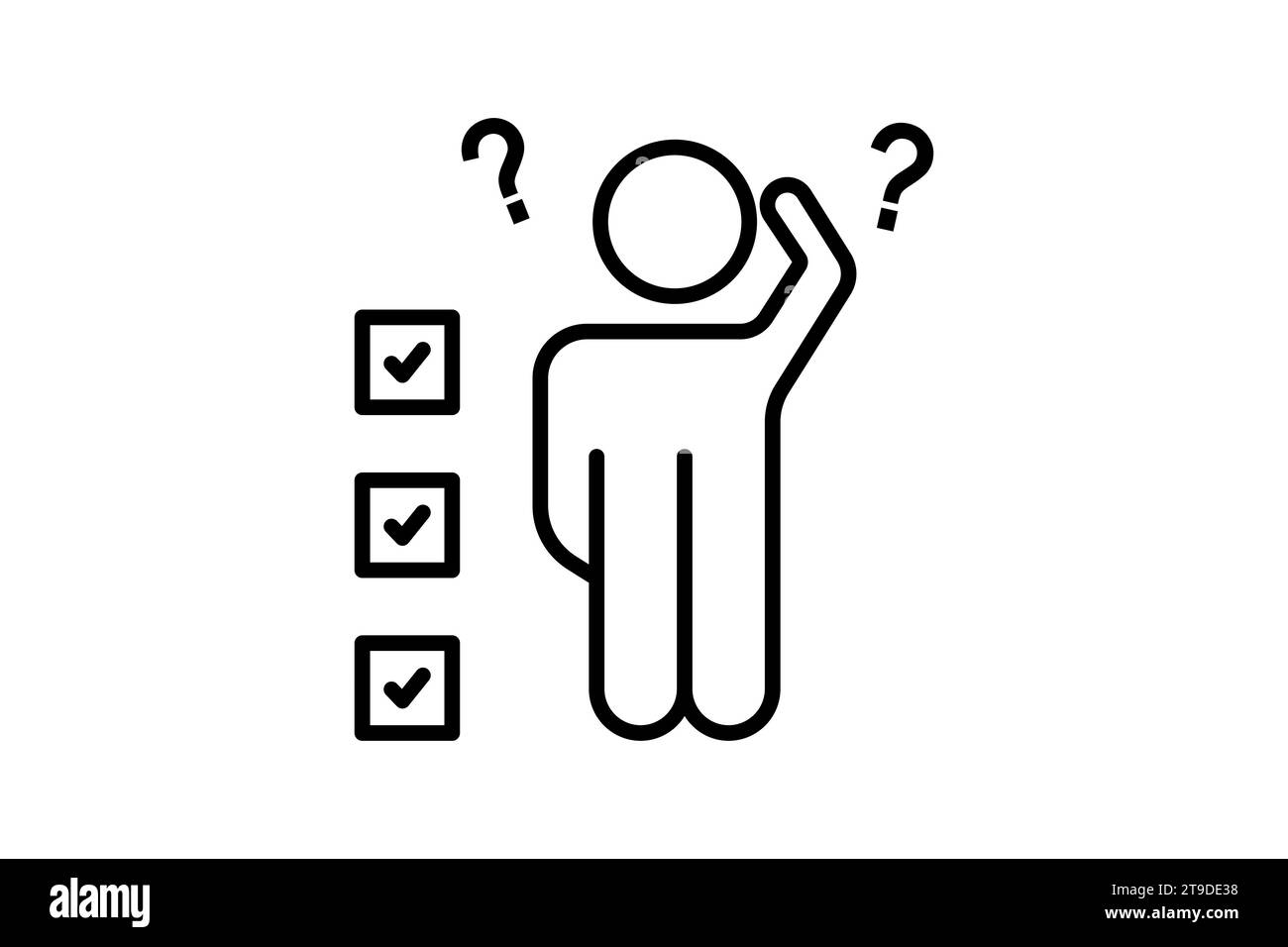 dilemma icon. confused with multiple choice. line icon style. simple ...
