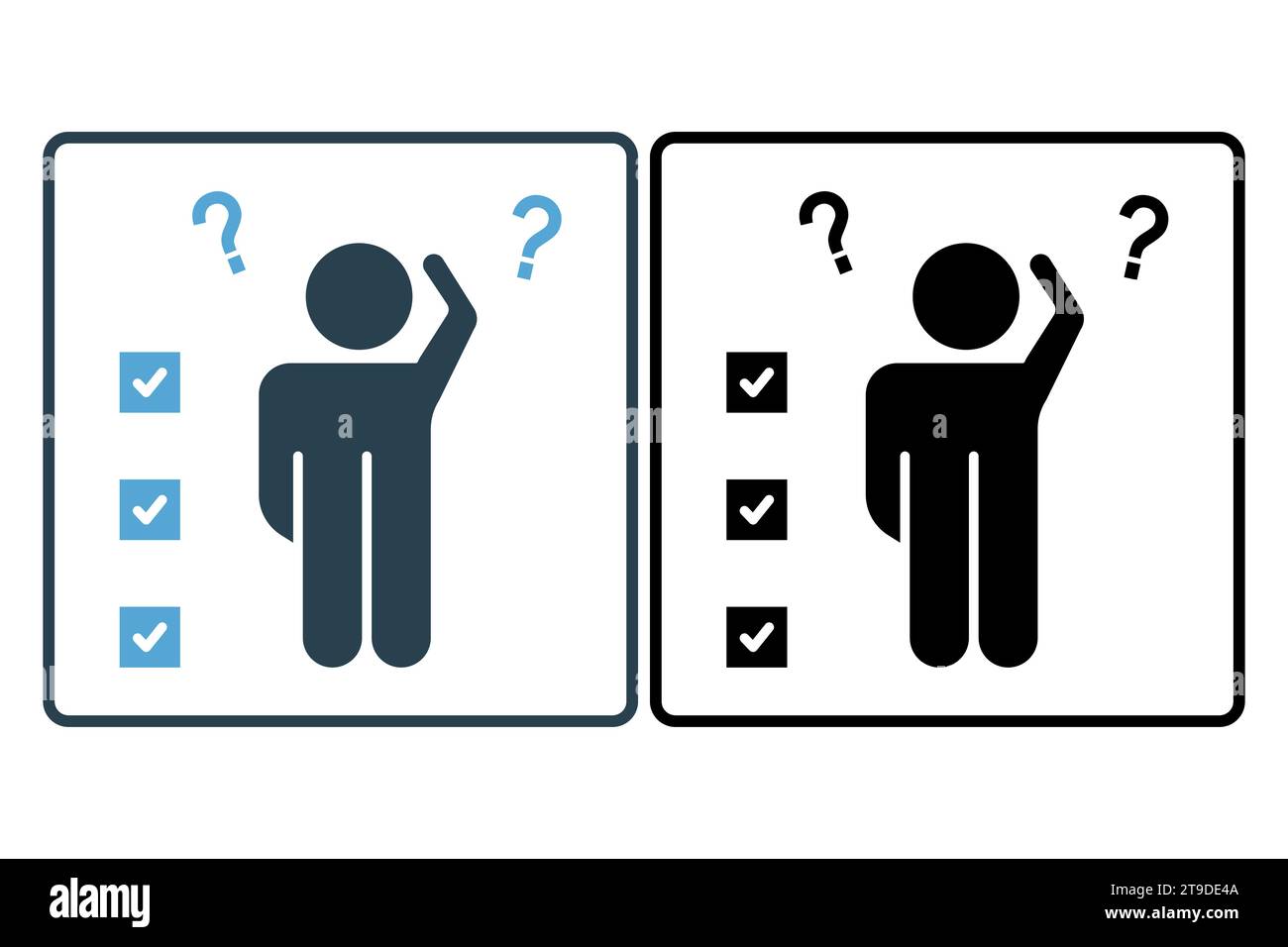 dilemma icon. confused with multiple choice. solid icon style. simple ...