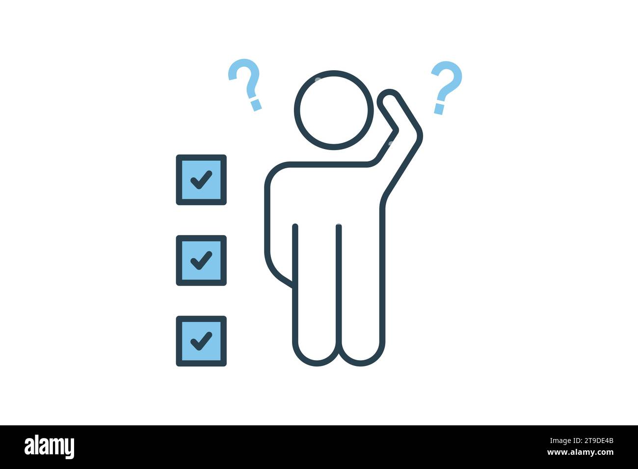 dilemma icon. confused with multiple choice. flat line icon style. simple vector design editable ...